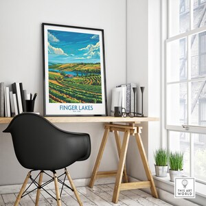Finger Lakes Poster Wall Art Print New York Travel Poster Home Decor ...