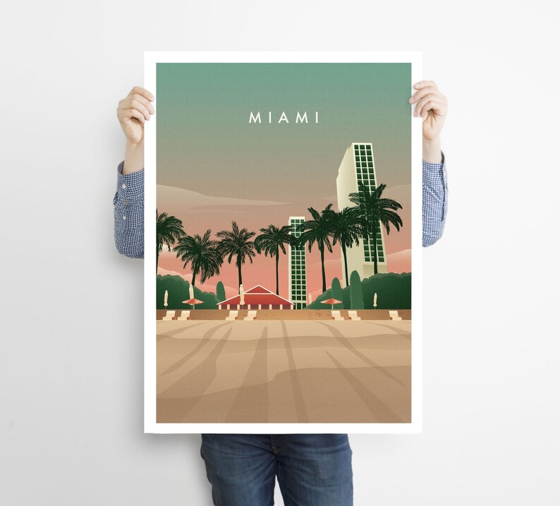 Miami Print Miami Travel Poster Miami Wall Art Miami | Etsy