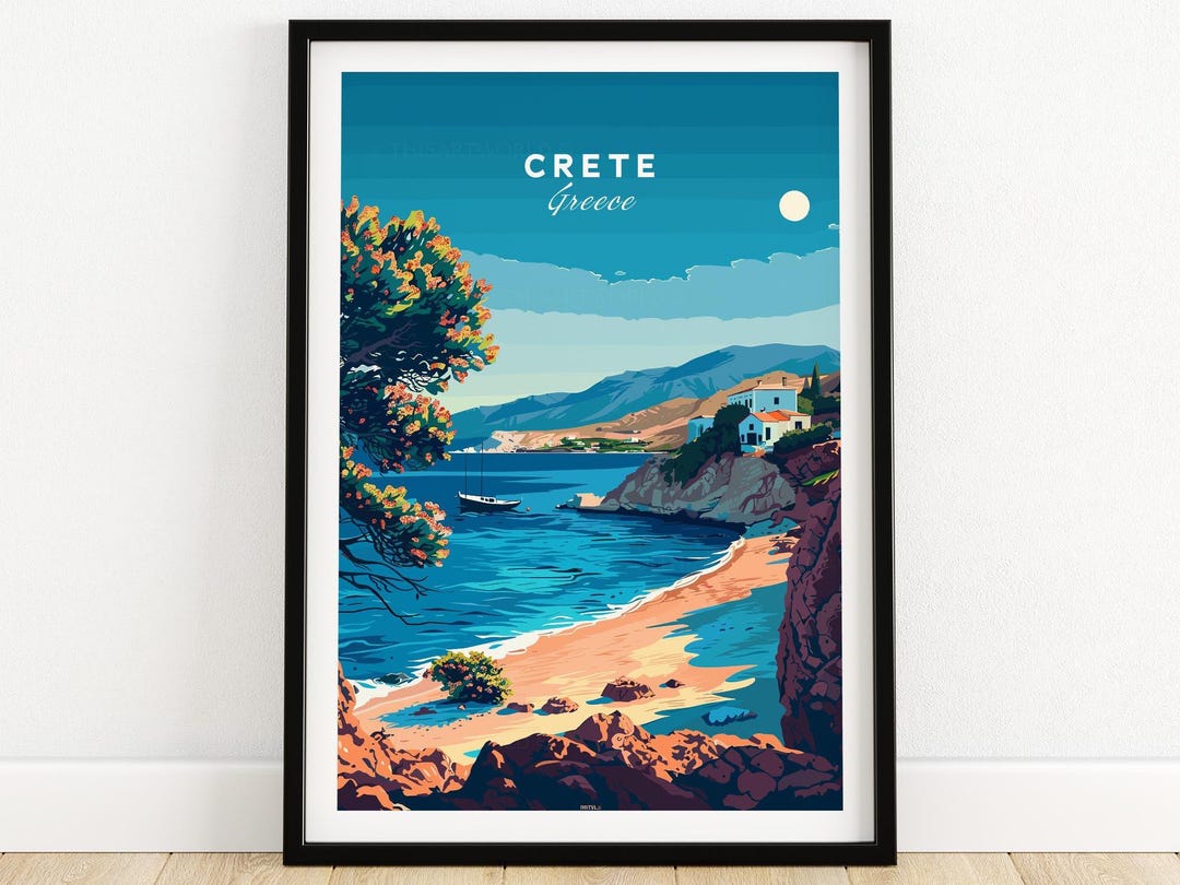 Crete Travel Print Crete Wall Art Print Greece Travel Poster Home Decor ...