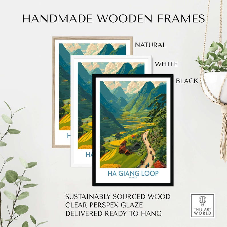 Vietnam Ha Giang Loop Village Poster Mountain Valley Print Motorbike ...