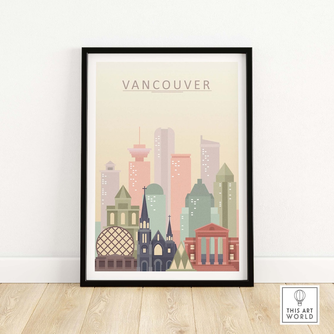 Vancouver City Skyline Print | Canada Wall Art | Poster Wall Decor ...