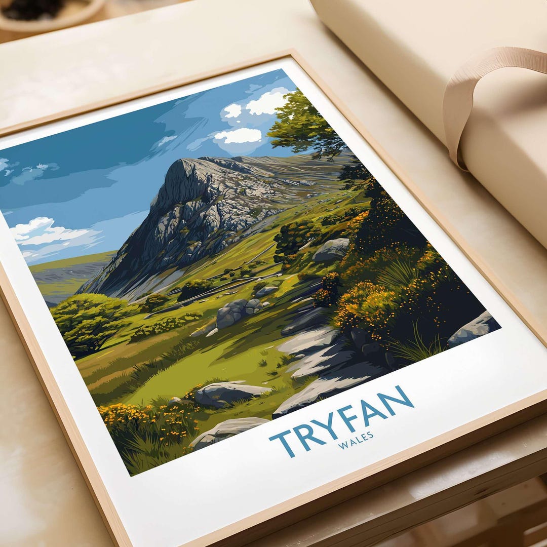 Tryfan Wall Art - Wales Hiking Trail Map Print, Snowdonia National Park ...