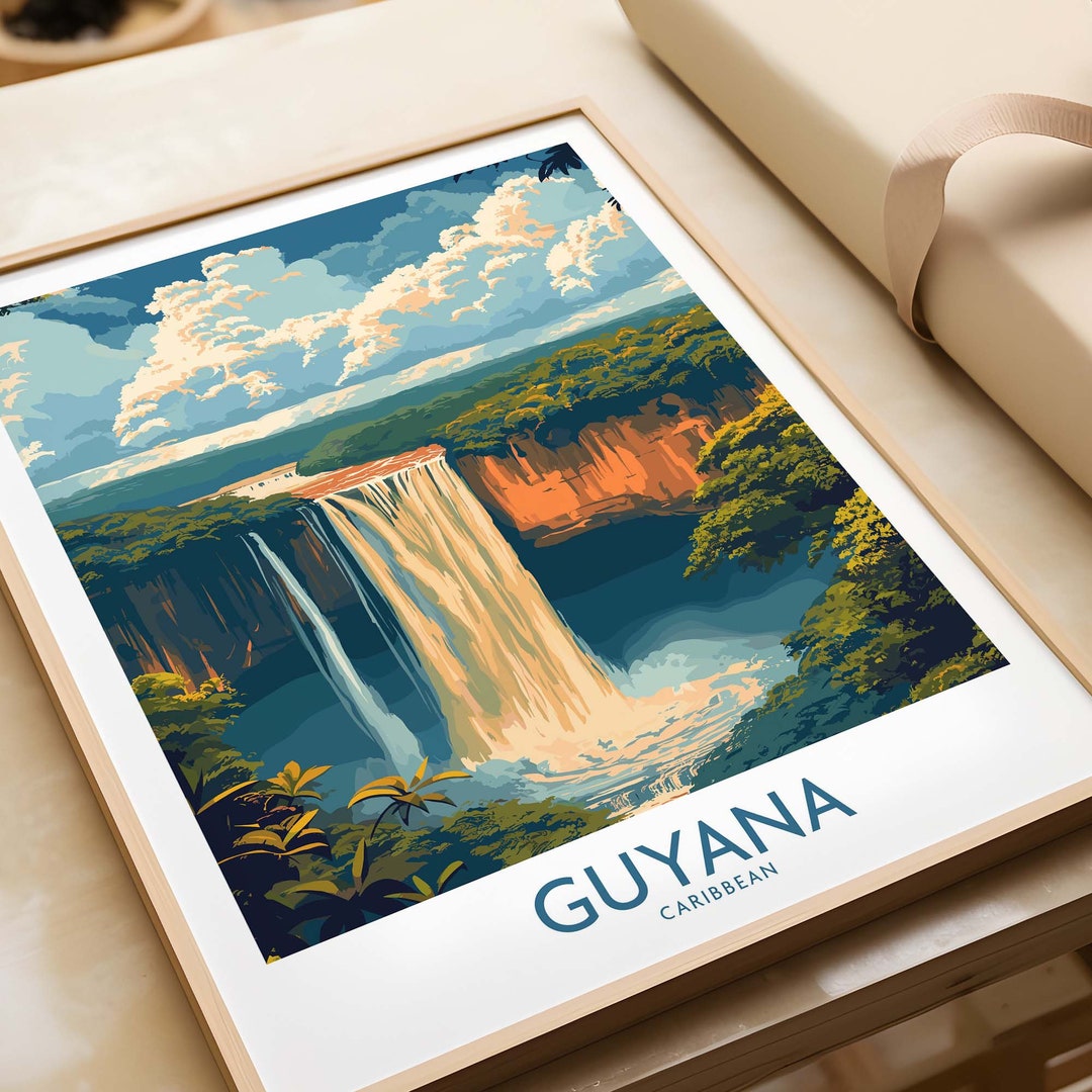 Guyana Wall Art Print Guyana Wall Art Print Caribbean Travel Poster ...