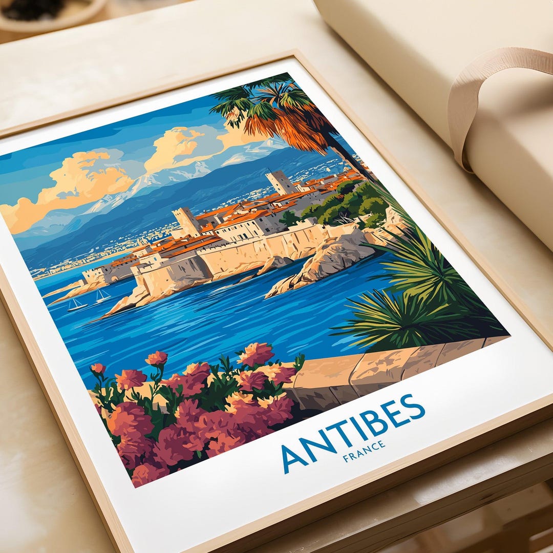 Antibes Travel Poster Antibes Artwork Poster Gift Home Decor Antibes Illustration Art Lover ...
