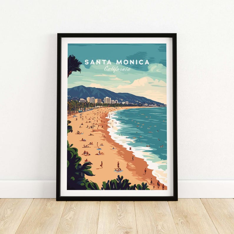 Santa Monica Travel Print Wall Art Santa Monica Poster Artwork Travel ...