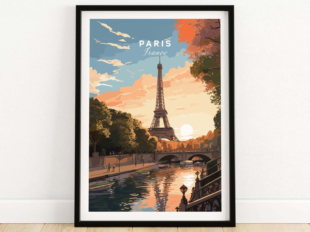 Paris Print Paris Travel Poster Eiffel Tower Wall Art Paris Birthday ...