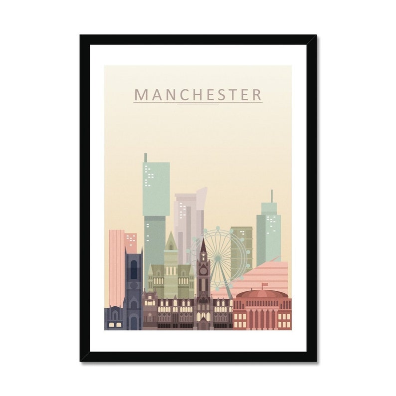 Manchester Skyline Poster Print Manchester Wall Art | Etsy
