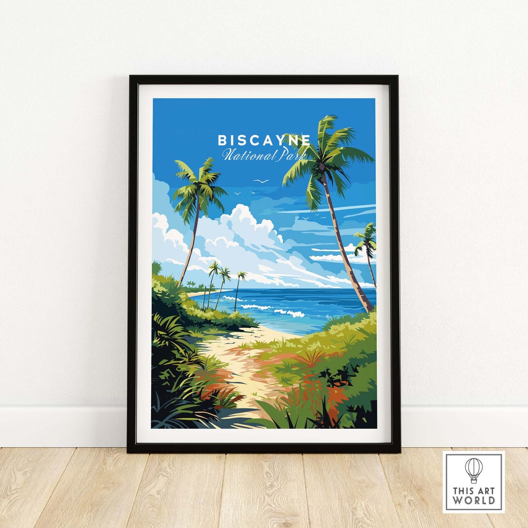 Biscayne Poster National Park Art Print Travel Print Home - Etsy