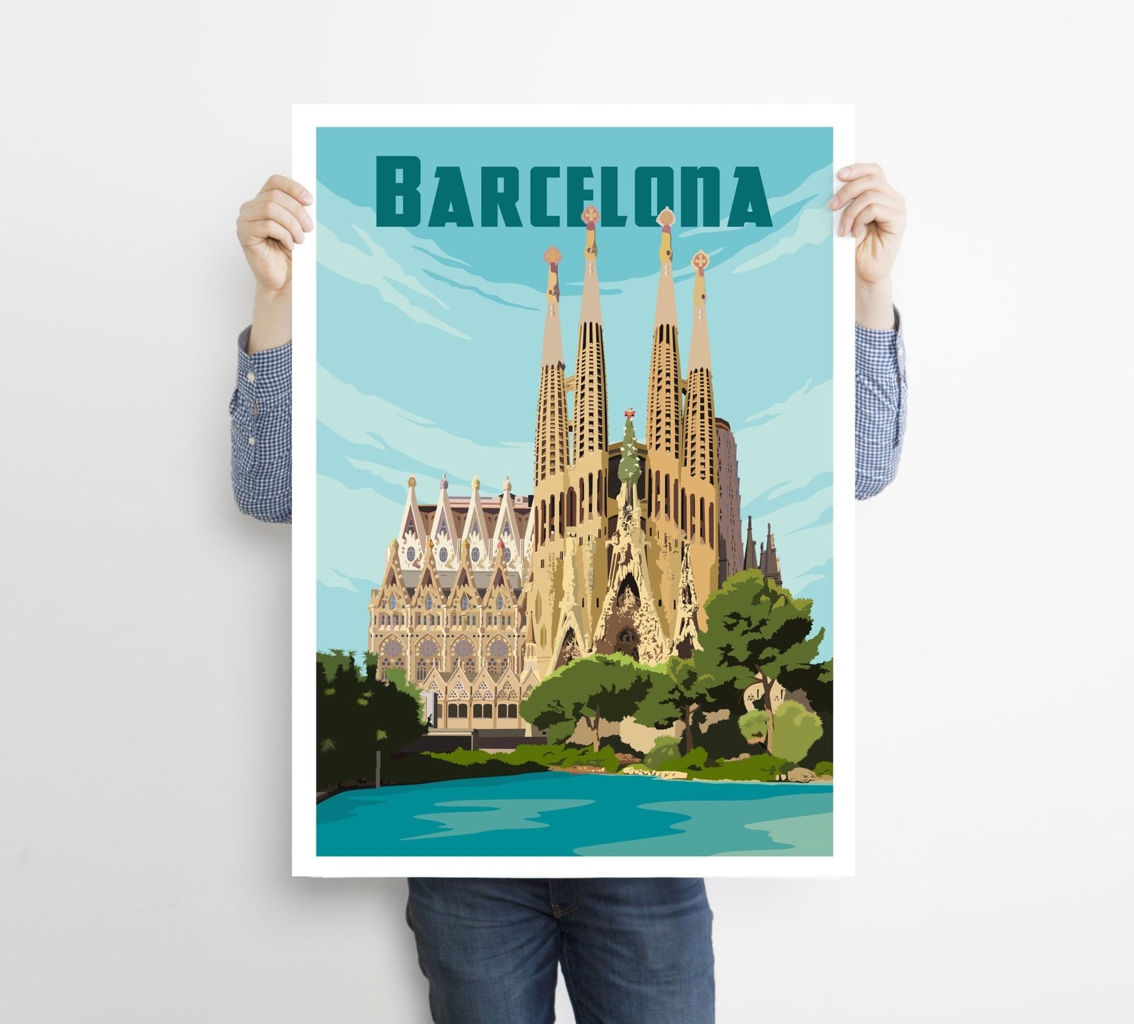 Barcelona Print Travel Poster Barcelona Vintage Wall Art | Etsy
