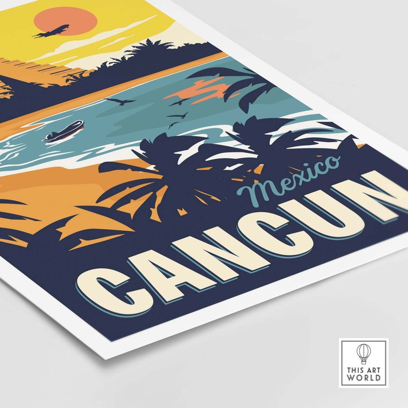 Cancun Print | Mexico Vintage Retro Travel Poster | Cancun Wall Art ...