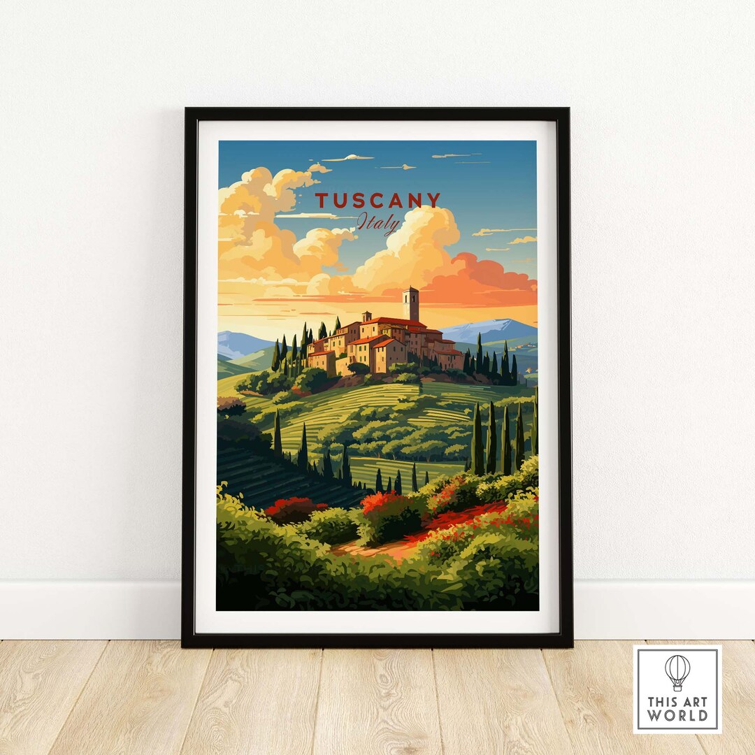 Tuscany Print Italy Travel Poster Tuscany Gift for Birthday Present ...