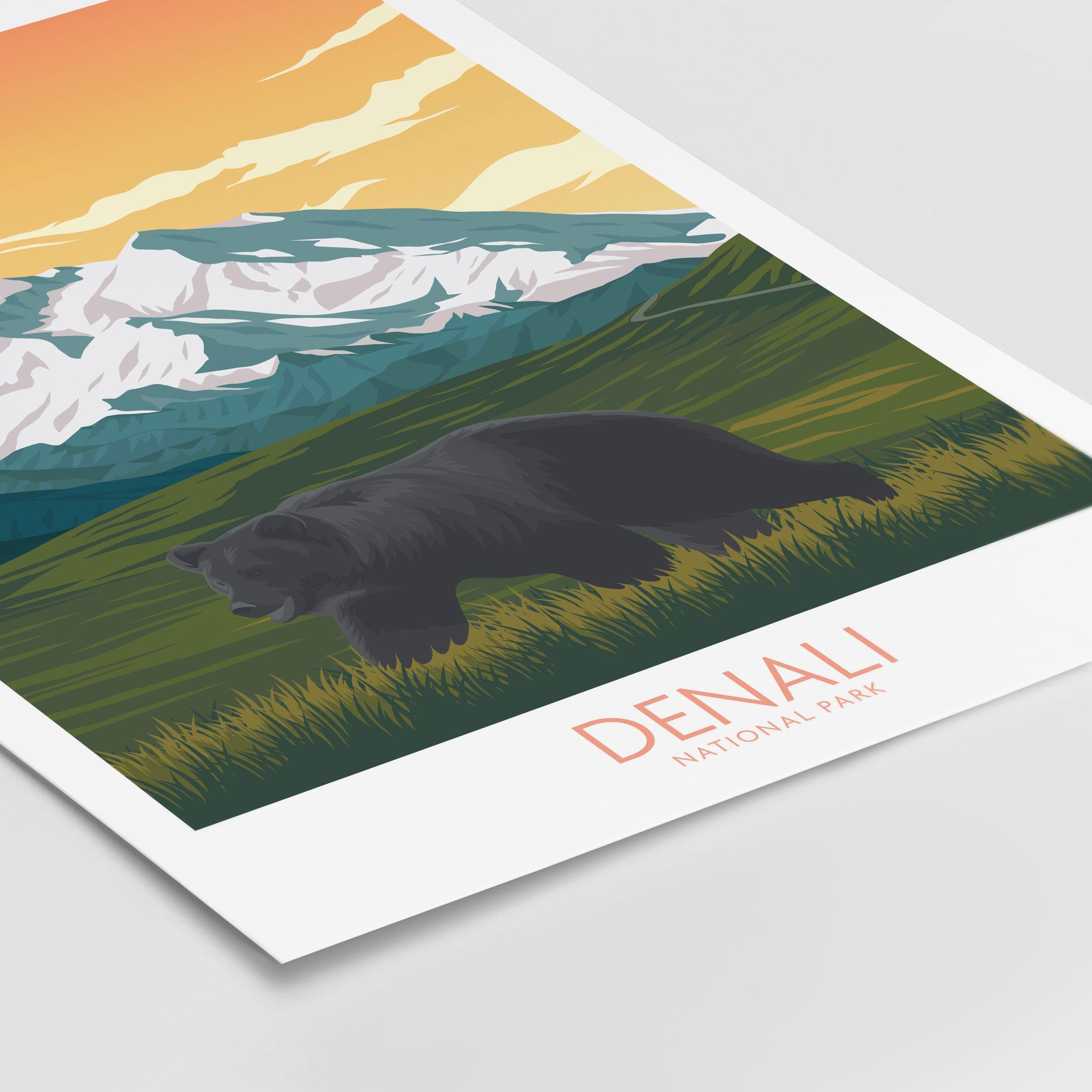 Denali National Park Poster Art Print Wall Art Travel | Etsy