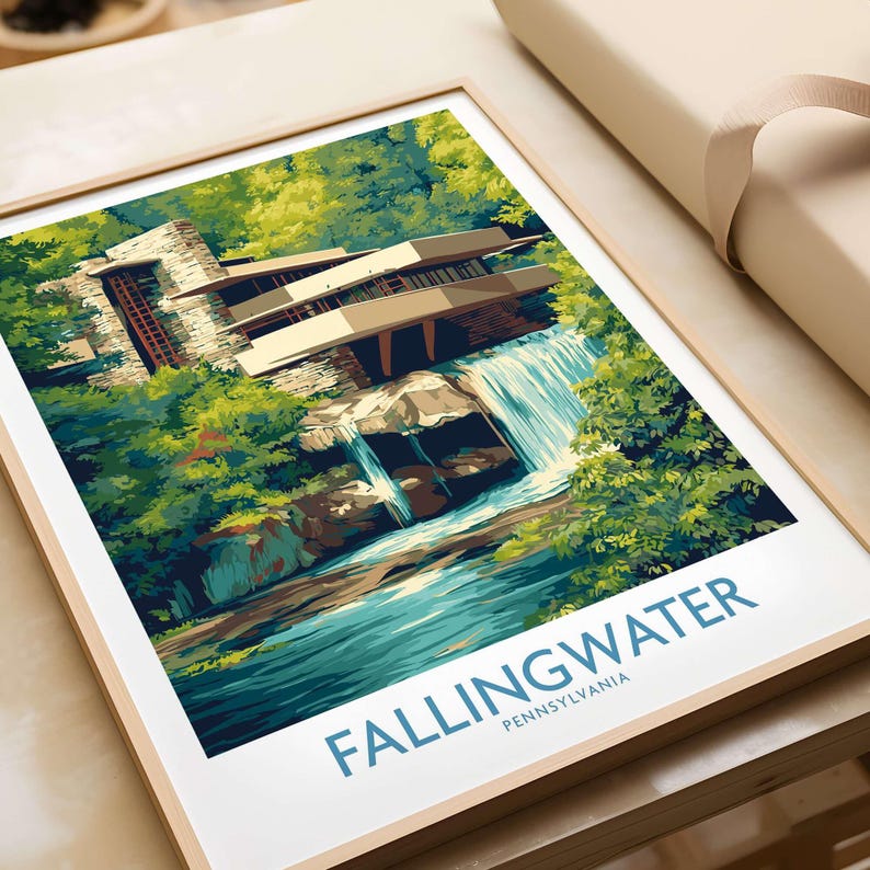 Fallingwater Frank Lloyd Wright Art Print | Pennsylvania Architecture ...