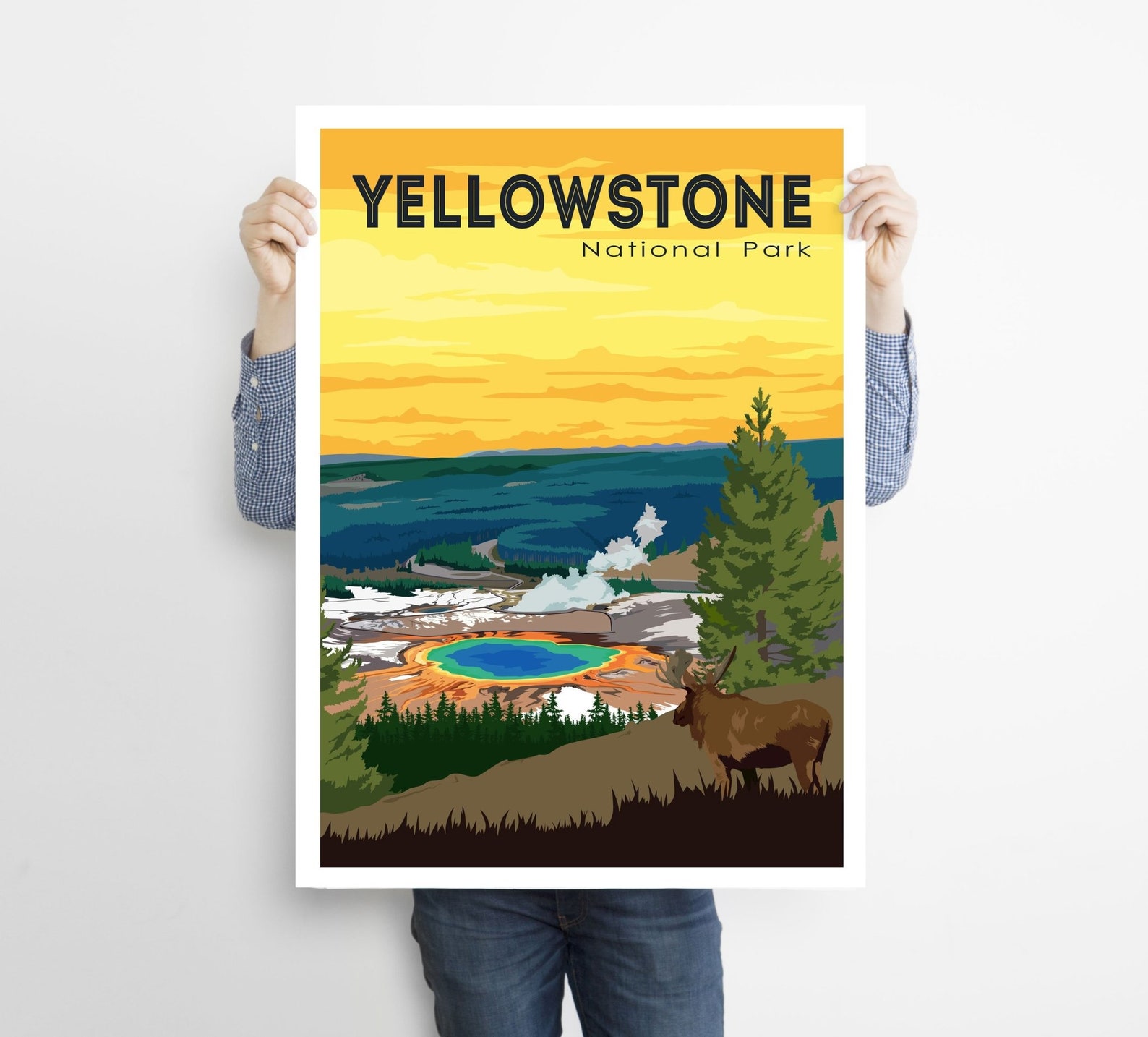 Yellowstone Print National Park Vintage Poster Yellowstone | Etsy