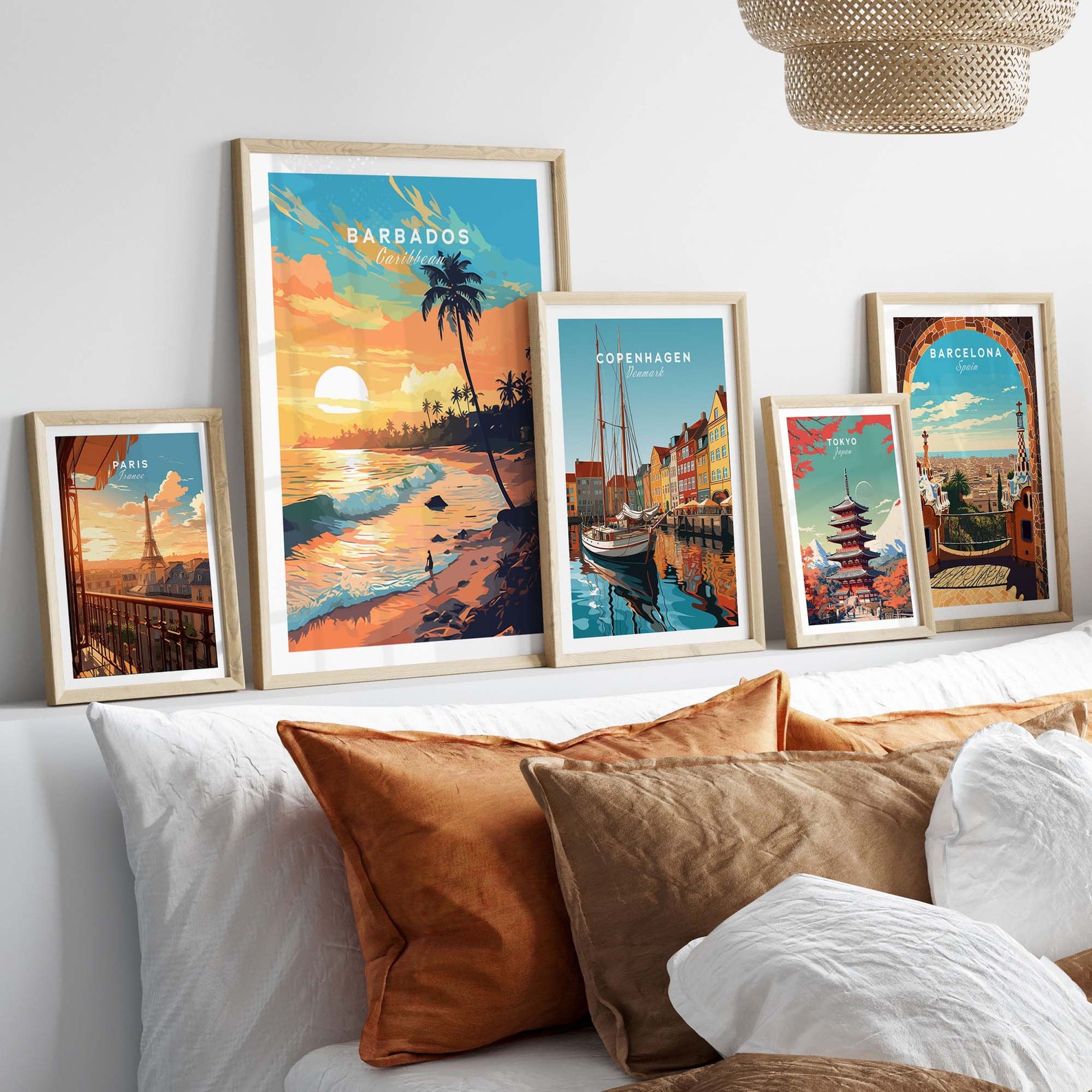 Sunset Beach Poster: Colorful Barbados Travel Art - Framed or Unframed ...