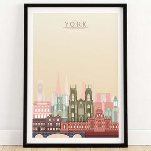 York City Skyline Print | Wall Art Poster | York City Print | York ...