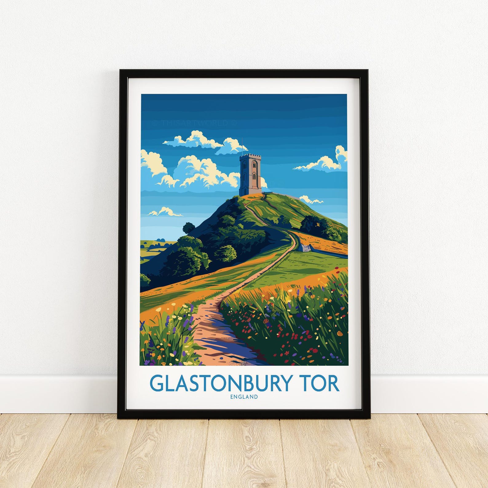 Glastonbury Tor Wall Art Print England Travel Poster Glastonbury Tor ...