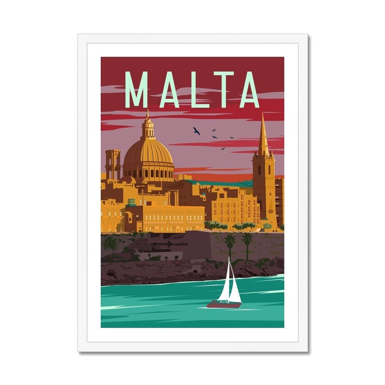 Malta Print Vintage Travel Poster Valletta Malta Wall Art | Etsy