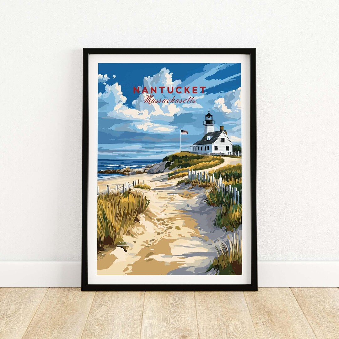 Nantucket Poster Travel Print Wall Art Nantucket Home Décor Nantucket ...