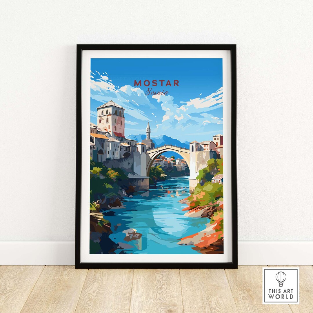 Mostar Poster Travel Poster | Birthday Present | Wedding Anniversary ...