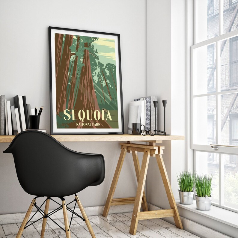 Sequoia National Park Poster Vintage Print Sequoia Tree | Etsy