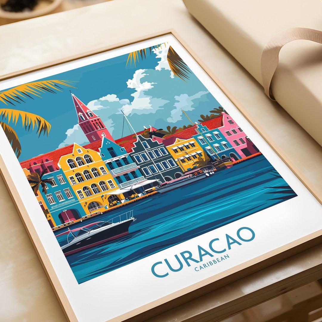Curacao Print Wall Art Gift Curacao Caribbean Island Artwork Framed ...