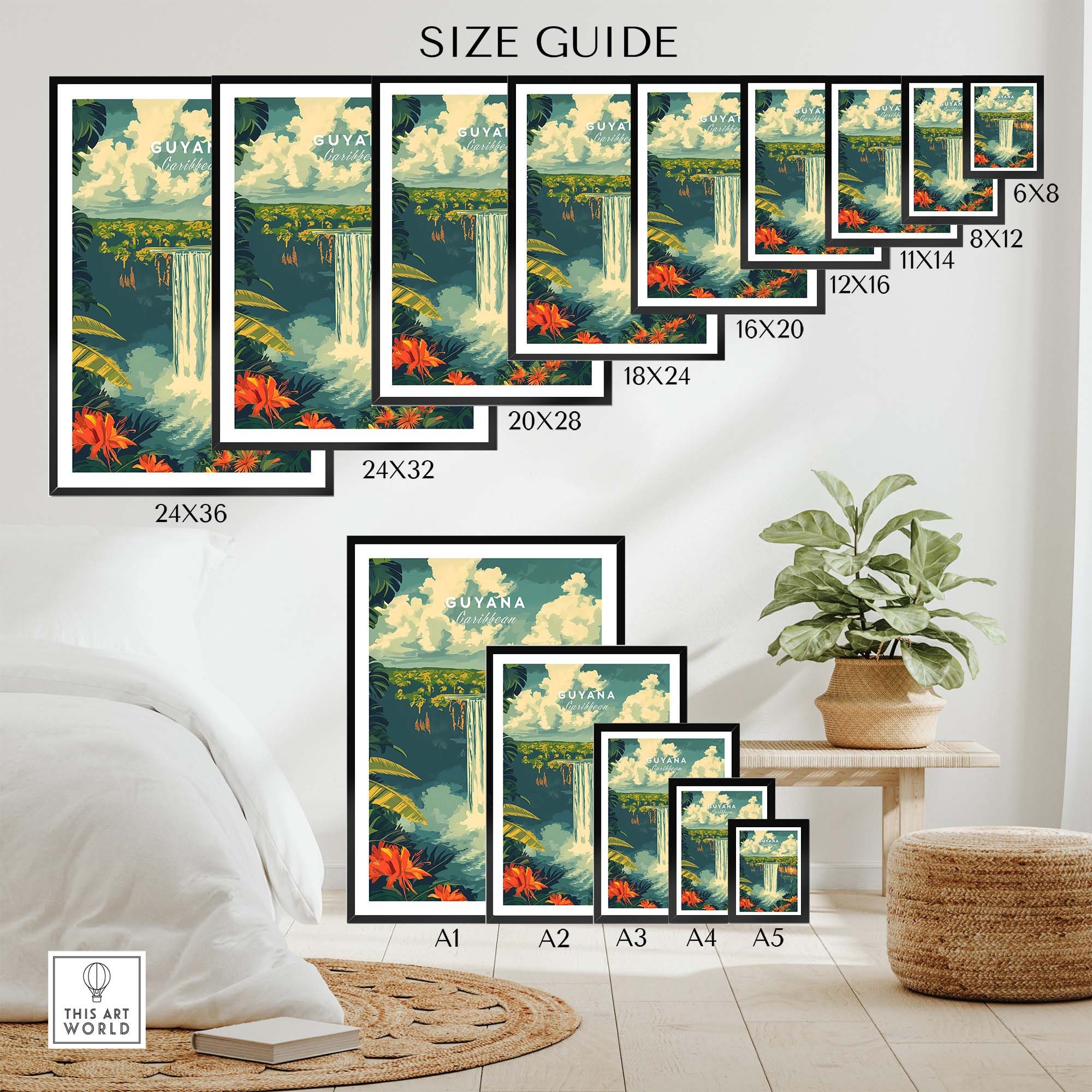 Guyana Travel Print Guyana Wall Art Print Caribbean Travel Poster ...