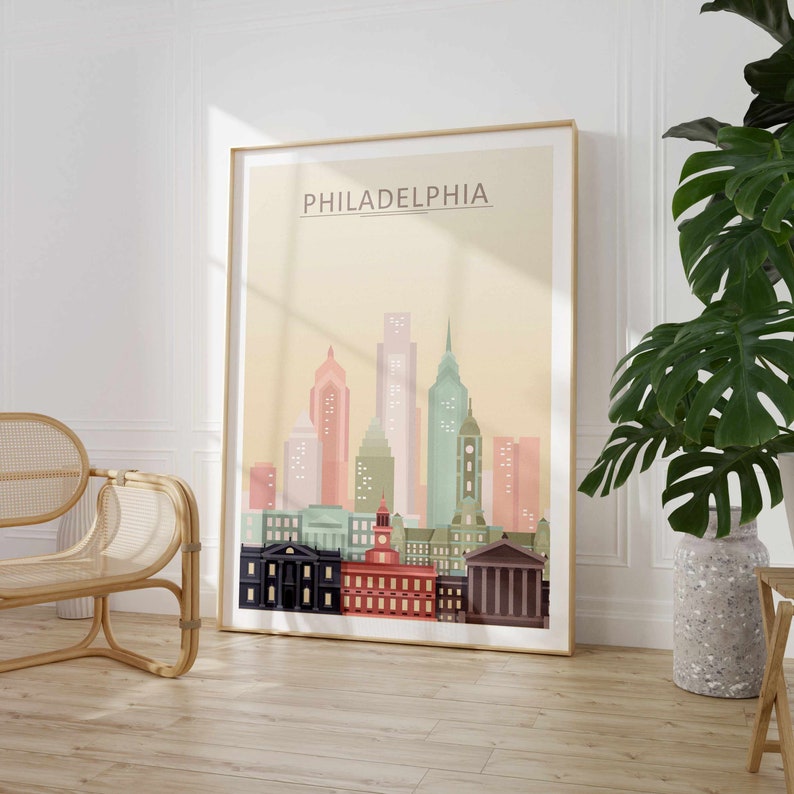 Philadelphia Skyline Poster Philadelphia Print Wall Art - Etsy