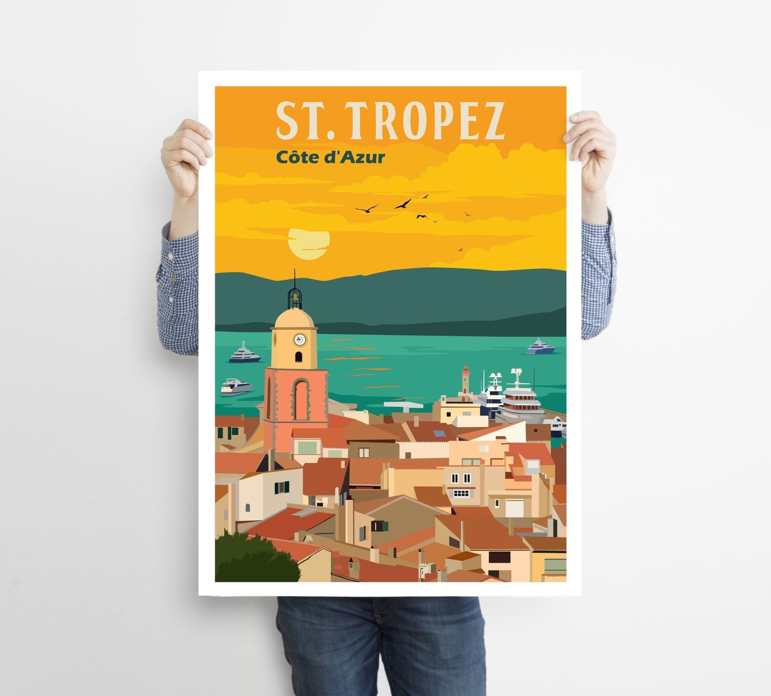 St Tropez Poster Print Saint Tropez Wall Art Côte | Etsy