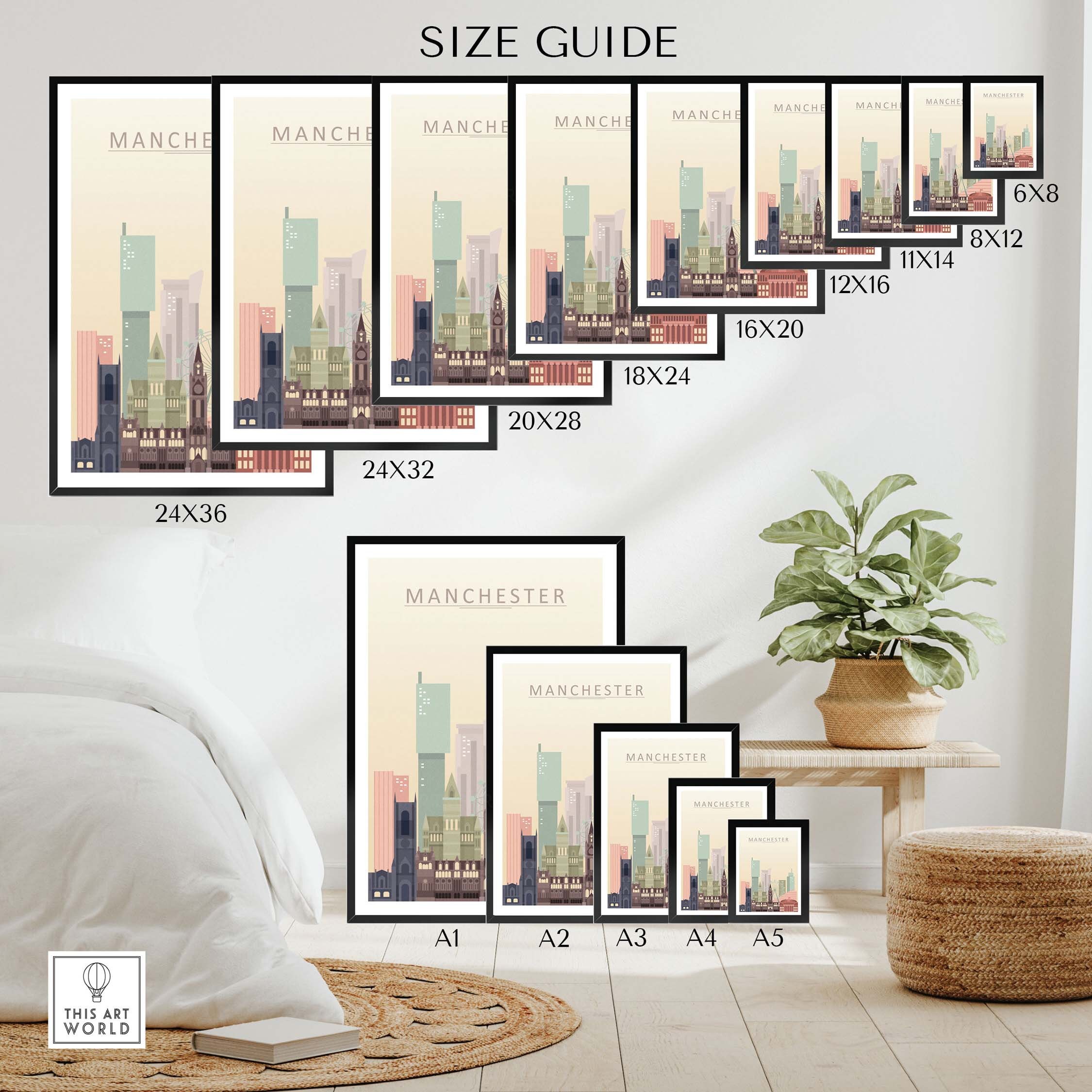 Manchester Skyline Poster Print | Manchester Wall Art | Manchester Home ...