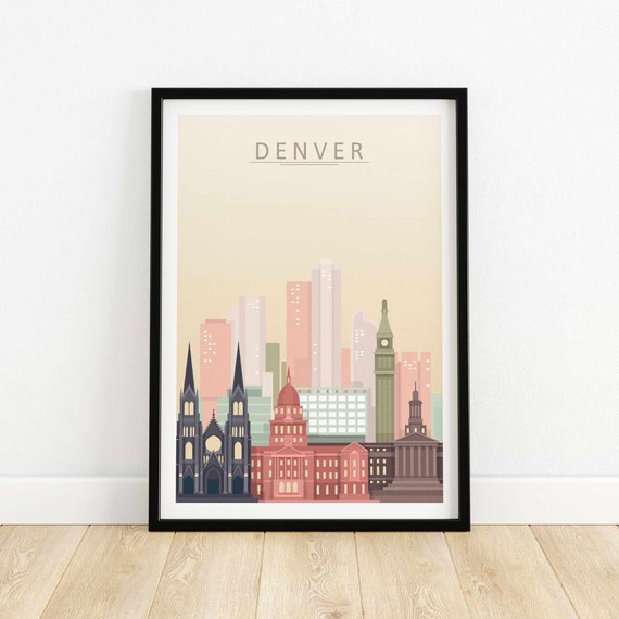 Denver Skyline Print Wall Art Poster Denver Colorado Gift - Etsy