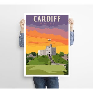 Cardiff Poster Print Wales Welsh Travel Poster Cardiff | Etsy