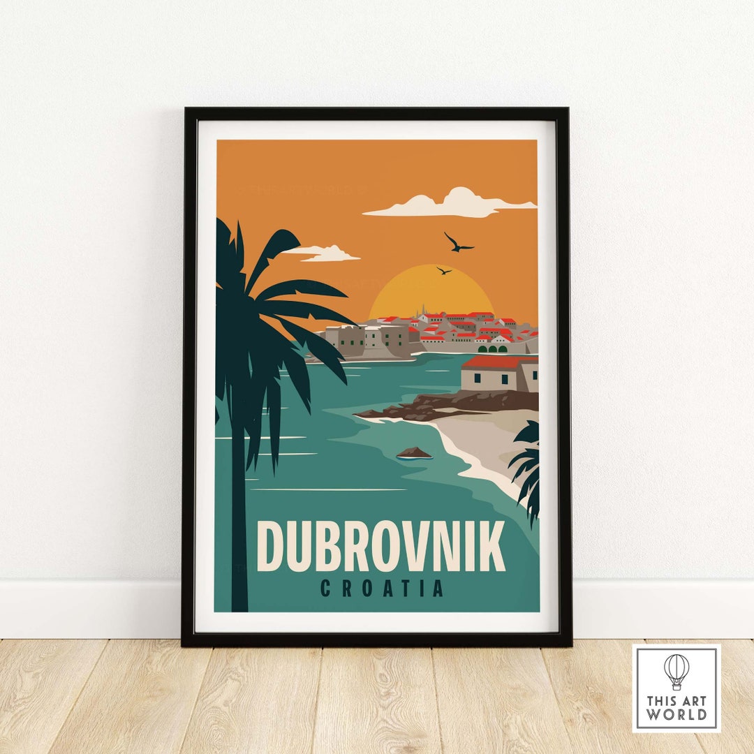 Dubrovnik Print Croatia Print Retro Travel Poster - Etsy