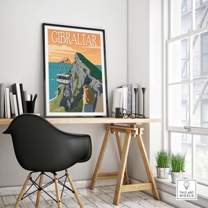 Gibraltar Print | Vintage Travel Poster | Rock of Gibraltar Wall Art ...