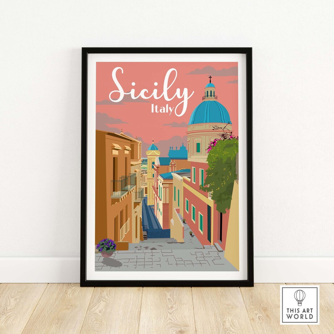 Sicily Print Italy Travel Poster Sicily Wall Art Sicily - Etsy