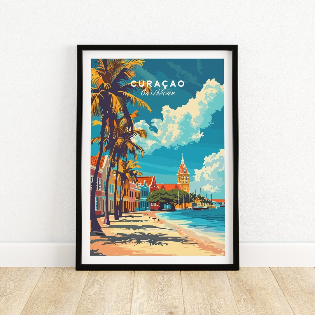 Curacao Travel Poster Caribbean Wall Art Print Curacao Gift Vintage - Etsy