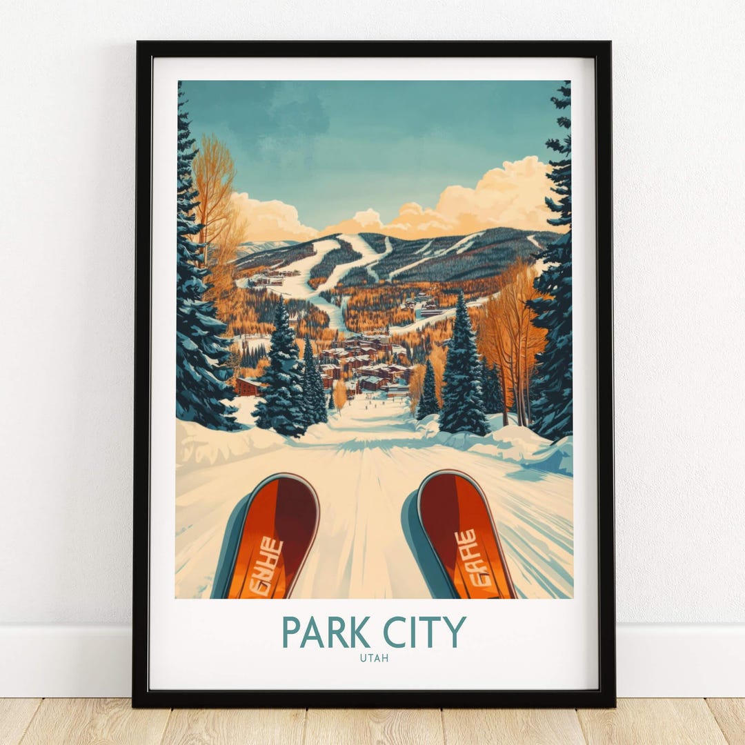 Winter Sports Ski Poster Park City Utah Travel Print Artwork Wall ...