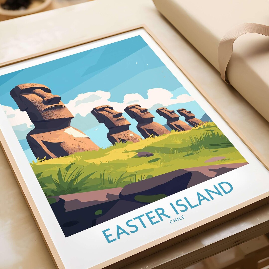 Easter Island Travel Poster Birthday Present Easter Island Wedding ...