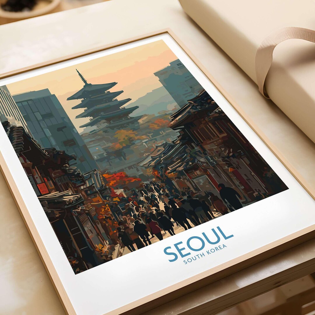 Seoul South Korea Old Town Skyline, Travel Wall Decor, Cityscape ...