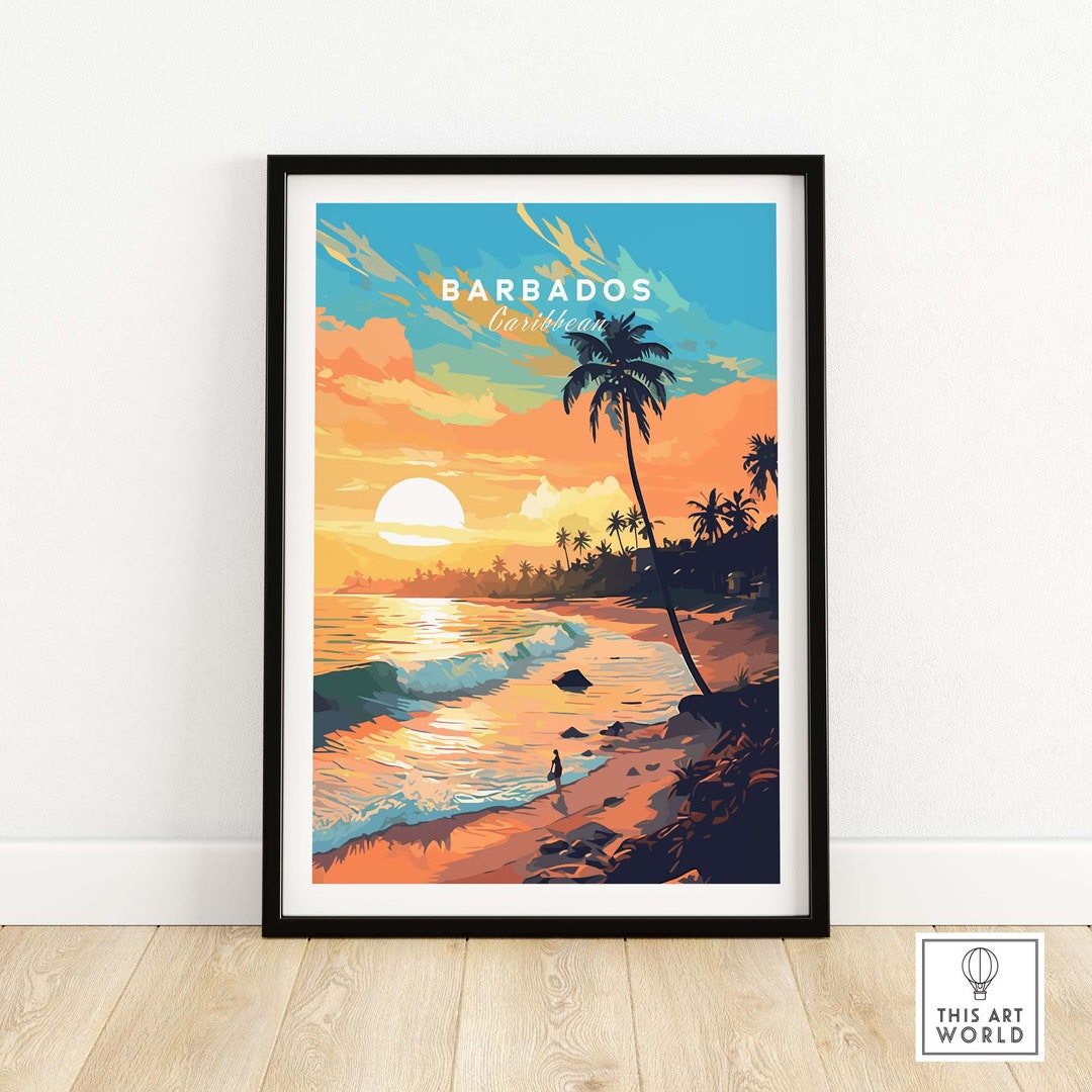 Barbados Poster Sunset Beach Travel Poster Art Home Décor - Etsy