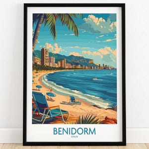 Benidorm Travel Poster Benidorm Art Print Spain Wall Art Benidorm Gift ...