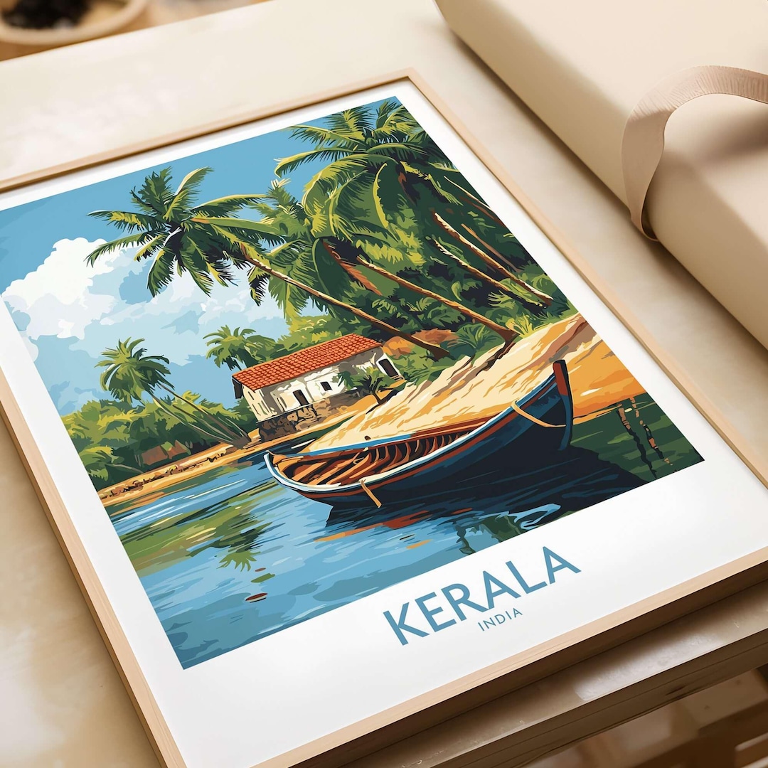 Kerala Travel Poster India Kerala Art Print Travel Print | Home Décor ...