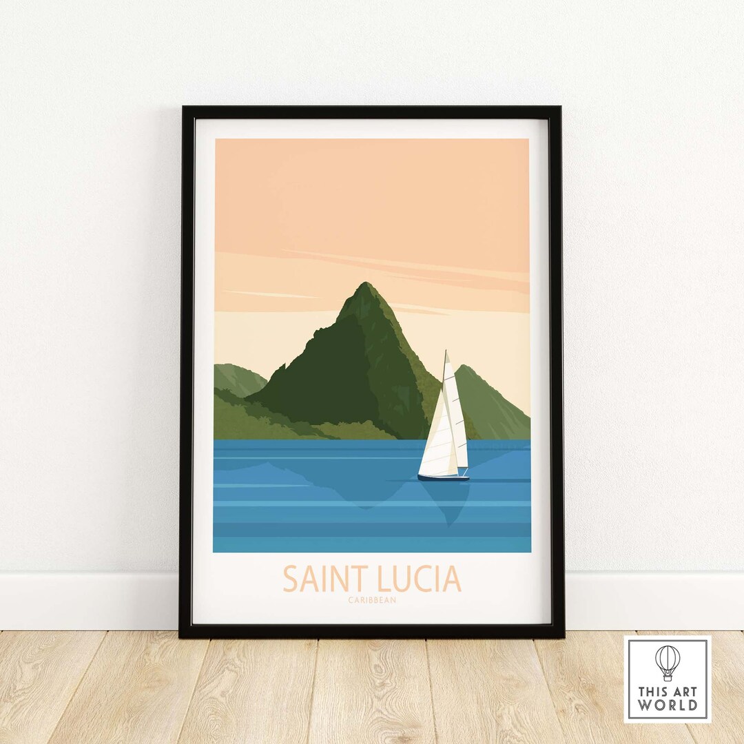 Saint Lucia Caribbean Poster | St Lucia Wall Art Print | Saint Lucia ...