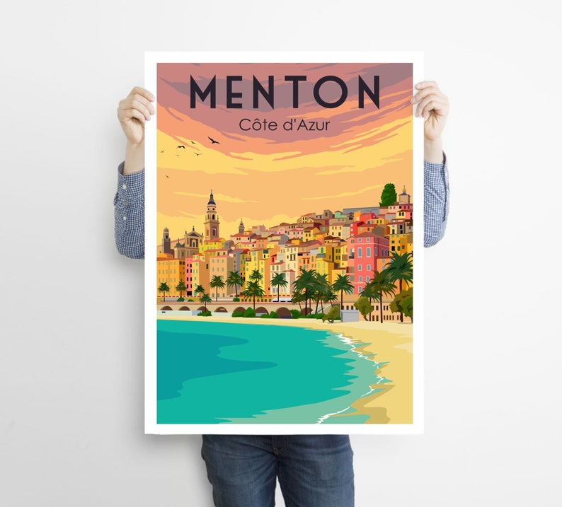 Menton Print Menton Poster France Wall Art Menton Travel | Etsy