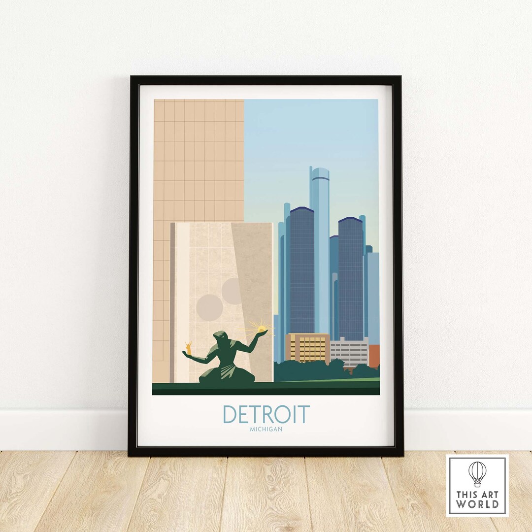 Detroit Wall Art Print Michigan Poster - Etsy