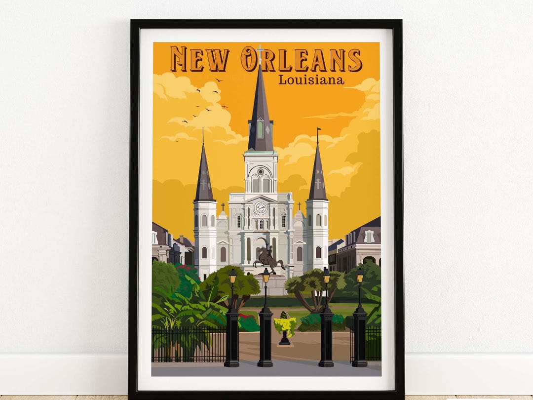New Orleans Art Print | Louisiana Wall Art | Vintage Travel Poster Gift ...