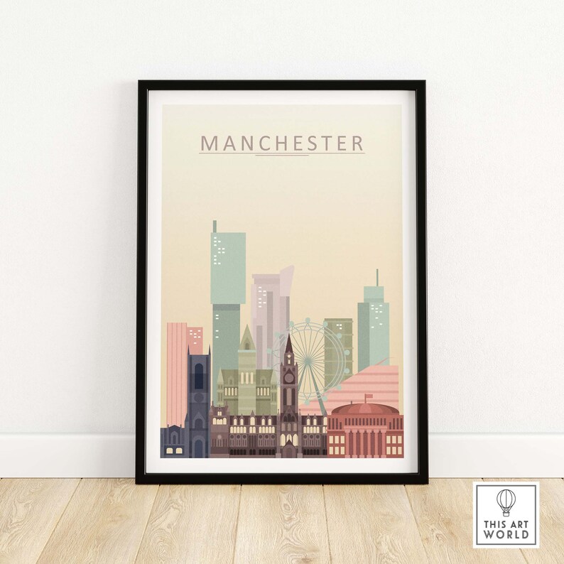 Manchester Skyline Poster Print Manchester Wall Art - Etsy