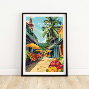 Guyana Poster Caribbean Guyana Wall Art Print Caribbean Travel Poster ...
