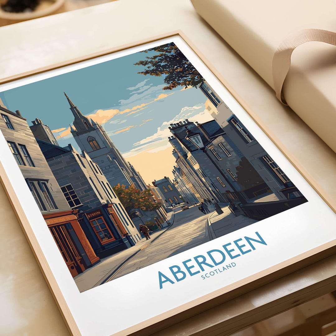 Aberdeen Scotland Art Print: Vintage Style Historic City Streets - Etsy