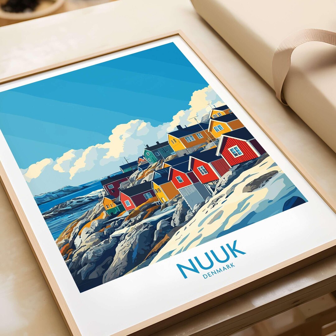 Nuuk Wall Art Print Greenland Poster Nuuk Poster Artwork Travel Home ...